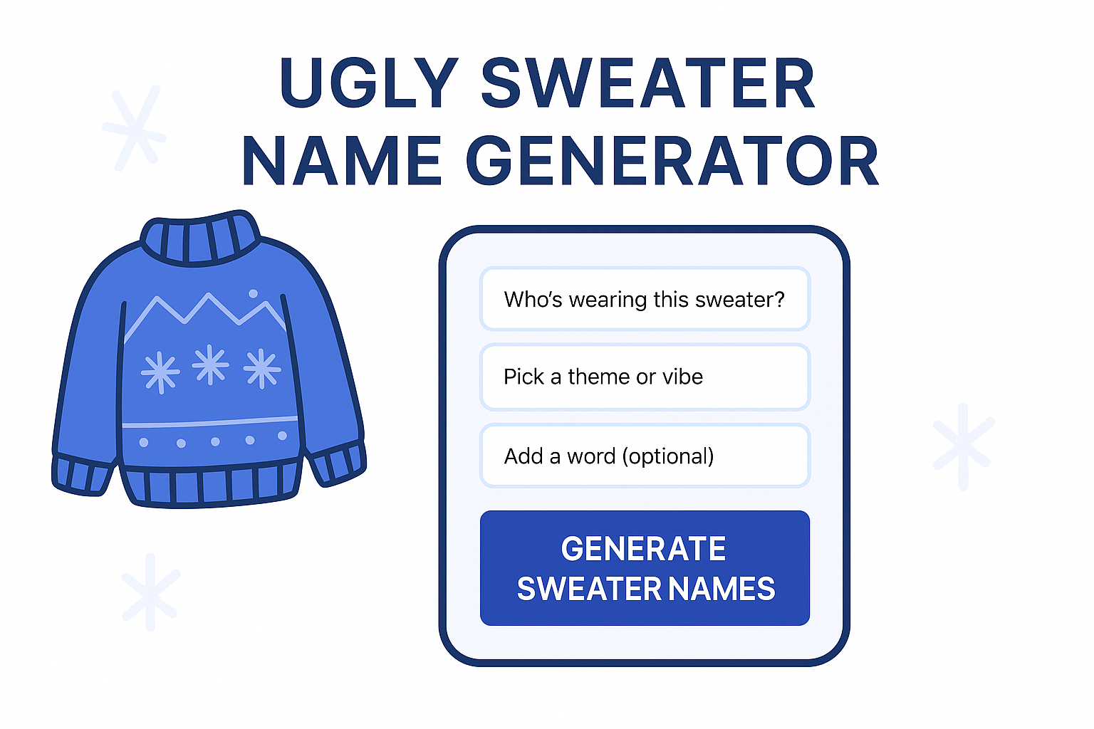 Ugly Sweater Name Generator: Fun Festive Titles | Knitwise – Knitwise, Inc.